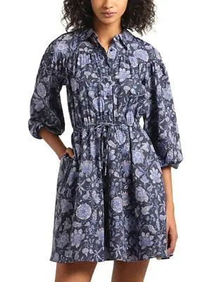 Derek Lam 10 Crosby Arbi Floral Print Shirt Dress - Batik Navy Floral