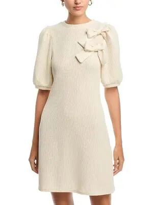 AREA STARS Double Bow Knit Dress Ivory