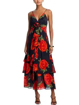 Farm Rio Floral Midi Dress - Latin Rose
