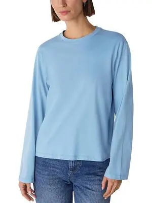 Whistles Relaxed Long Sleeve Cotton Tee - Blue