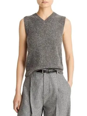 Vince Boiled Donegal Cashmere Vest - Medium Heather Grey