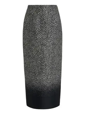 Givenchy Herringbone-check Wool-blend Midi Skirt - Black,white