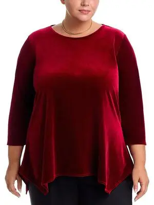 Caroline Rose Pop Velvet Top - Deep Red