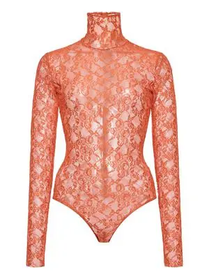 Valentino Garavani Sheer Lace Bodysuit - Orange