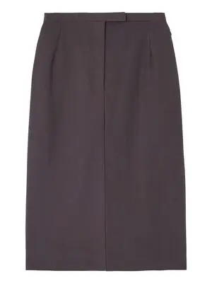 Dries Van Noten Pleated Cotton Midi Skirt Dark Purple