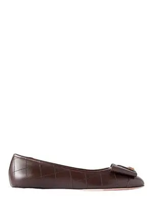 Bally Belisa Embellished Quilted Leather Ballet Flats Dark Brown