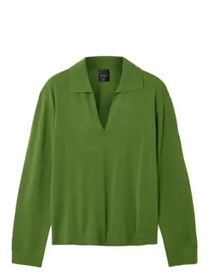 LESET James Merino Wool Polo Sweater - Green