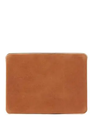 HUNTING SEASON Square Compact Leather-trimmed Suede Clutch - Brown