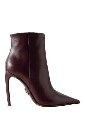 Dolce & Gabbana Devotion Leather Ankle Boots - Burgundy