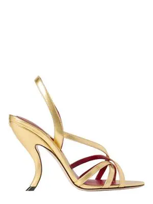 Valentino Garavani Fetishique 105 Metallic Leather Slingback Sandals - Gold