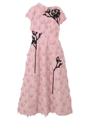 Erdem Embroidered Fil Coupé Jacquard Midi Dress - Pink