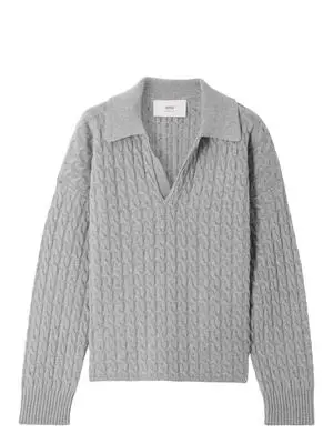 Ami Cable-knit Wool And Cashmere-blend Sweater - Gray