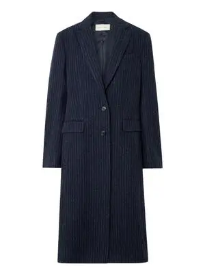 Dries Van Noten Pinstriped Wool-twill Mid-length Coat - Blue