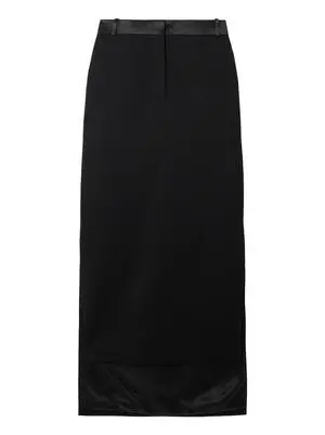 LANVIN Asymmetric Satin-trimmed Wool Skirt - Black