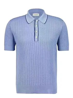 PIACENZA CASHMERE 1733 Textured-knit Polo Shirt - Blue