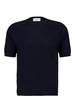 PIACENZA CASHMERE 1733 Short-sleeved Crew-neck Sweater - Blue