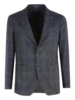 Tagliatore Check-pattern Jacket - Blue