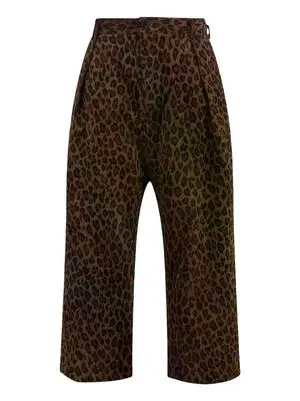 Sibel Saral Leopard-intarsia Trousers - Brown