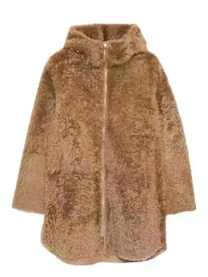 UTZON Joli Hooded Shearling Coat - Neutrals