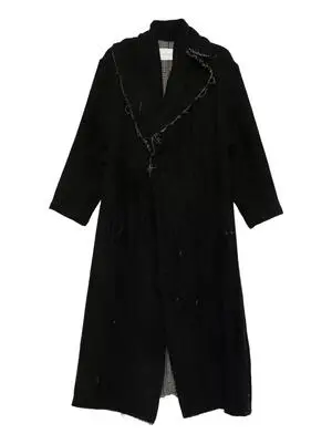 A TENTATIVE ATELIER Frayed-trim Coat - Black
