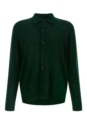 ROBERTO COLLINA Shirt-collar Button Cardigan - Green