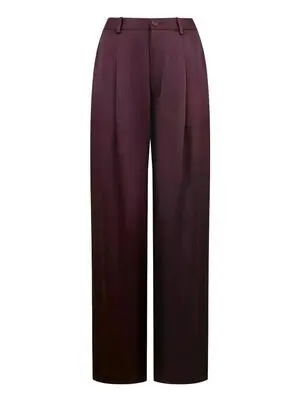 Lapointe Pleated Satin-Effect Palazzo Pants Brown