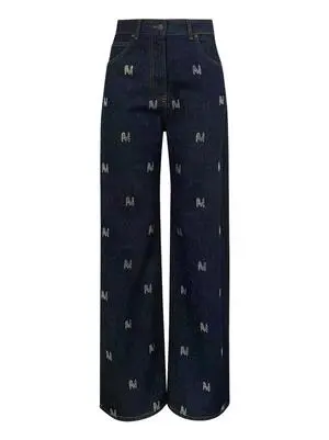 MSGM Strass-embellished 'themwave' Denim Jeans - Blue