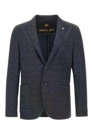 MANUEL RITZ Houndstooth-pattern Blazer - Blue