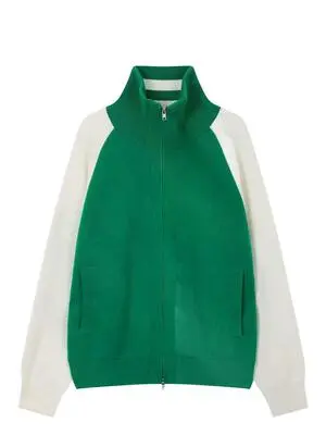 STUDIO TOMBOY Logo-jacquard Zip-up Cardigan - Green