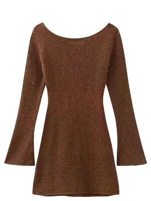 ASTA RESORT Maya Longsleeve Mini Dress - Brown