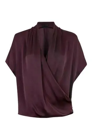 Lapointe Draped-front V-neck Blouse - Red