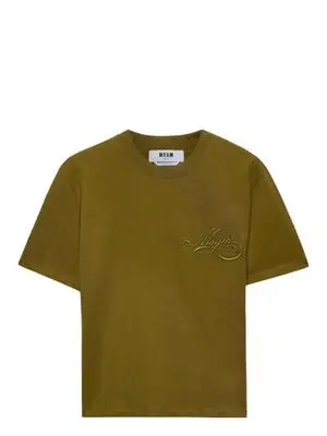 MSGM Logo-embroidered T-shirt - Green