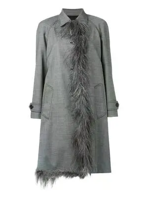 Prada Fur Trim Coat - Grey