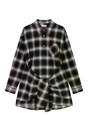 STUDIO TOMBOY Checked Wrap Shirt - Black