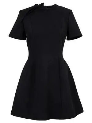 MSGM Short-sleeve Collar-tie Mini Dress - Black