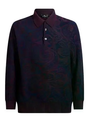 Etro Jacquard Wool Polo Shirt - Blue