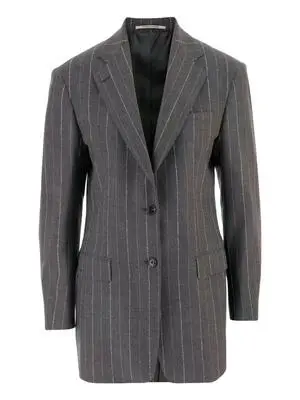 Tagliatore Striped Single-breasted Blazer - Grey