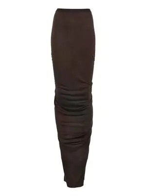 Rick Owens Ruched Midi Skirt - Brown