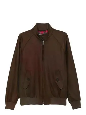 BARACUTA Zip-Up Bomber Jacket Brown