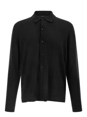 ROBERTO COLLINA Buttoned Merino Wool Cardigan - Black