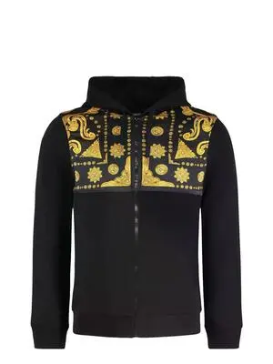 Versace Printed Zip Hoodie - Black