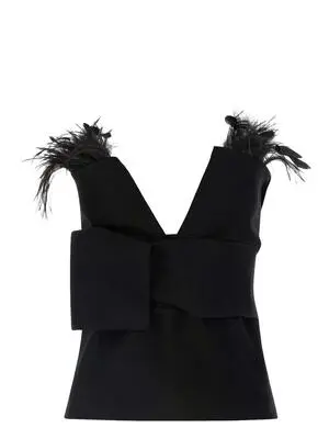Alberta Ferretti Feather Bow Top - Black