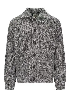 ATOMO FACTORY Mouliné-effect Button-up Cardigan - Grey