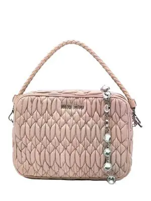 Miu Miu Matelassé Crystal Shoulder Bag - Neutrals
