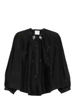 FORTE_FORTE Embellished Button-up Blouse - Black