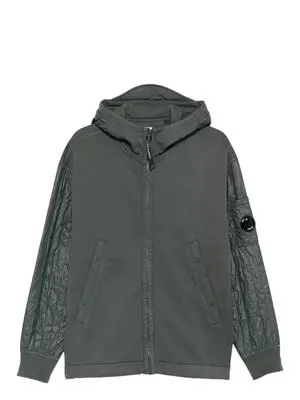 C.P. COMPANY Hooded Quilted-sleeve Zip-up Jacket - Grey