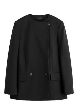 Cos Structured Collarless Wool Blazer - Black