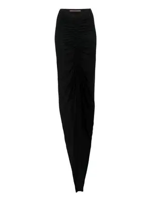 Rick Owens Ruched Midi Skirt - Black