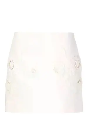 Valentino Garavani Floral-embroidered Mini Skirt - Neutrals
