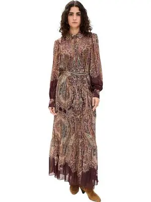 Hemant & Nandita Paisley Print Maxi Dress - Maroon